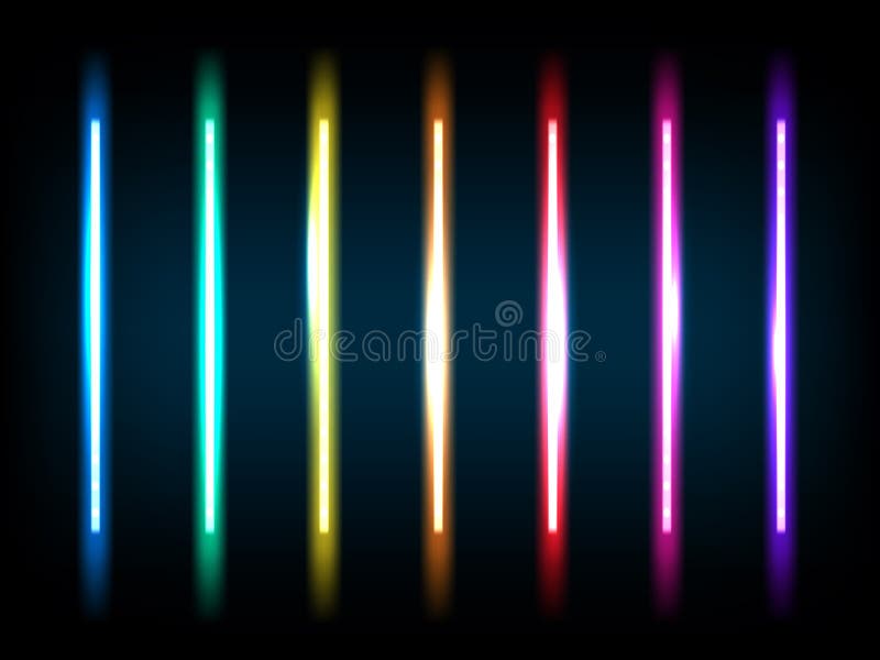 Rainbow Color Glowing Led Light Tube Lamps Stock Vector - Illustration ...
