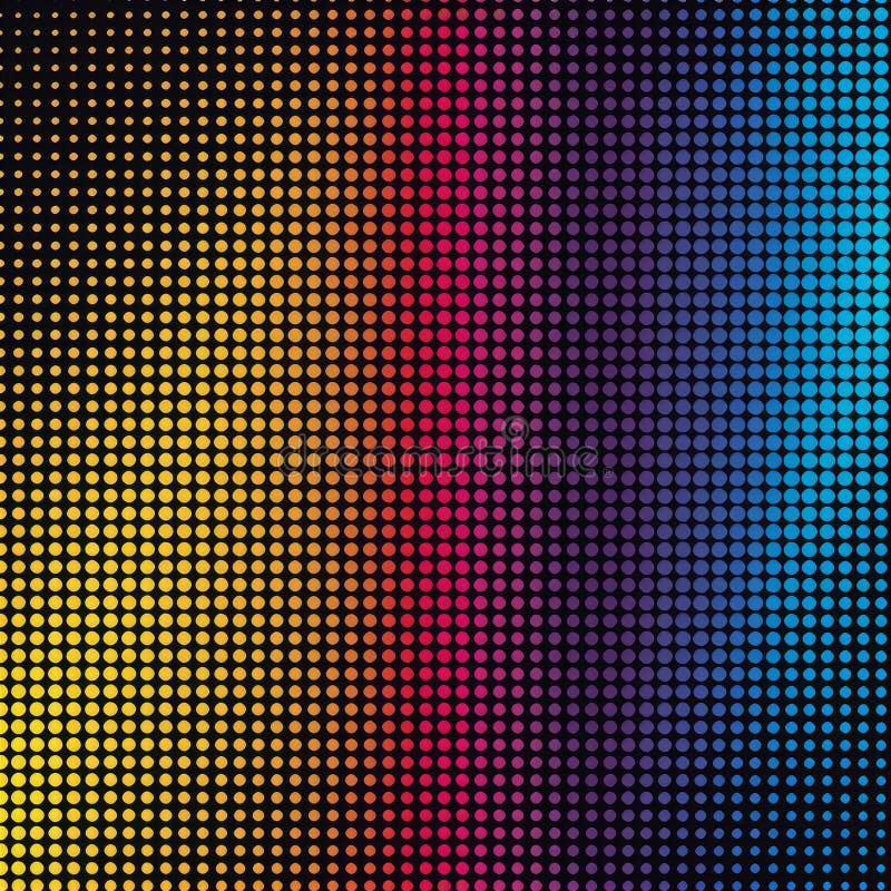 Rainbow Color Halftone Pattern on Black Background Stock Photo - Image ...