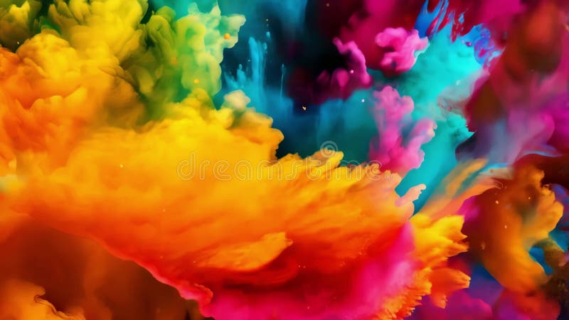 Rainbow Color Inks Splashing and Interacting Under Water Stock Video ...