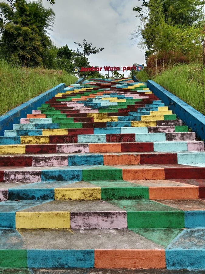 Rainbow color ladder editorial photography. Image of city - 367232807