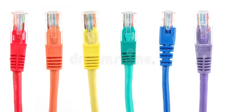 Rainbow Color Network Cables Stock Photo - Image of data, connection ...