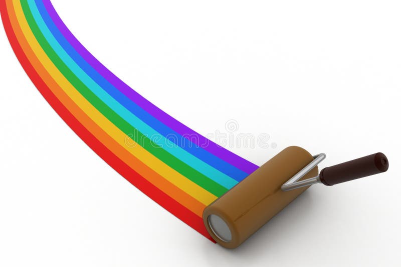 Rainbow Color Painting by Roller Brush Stock Illustration ...