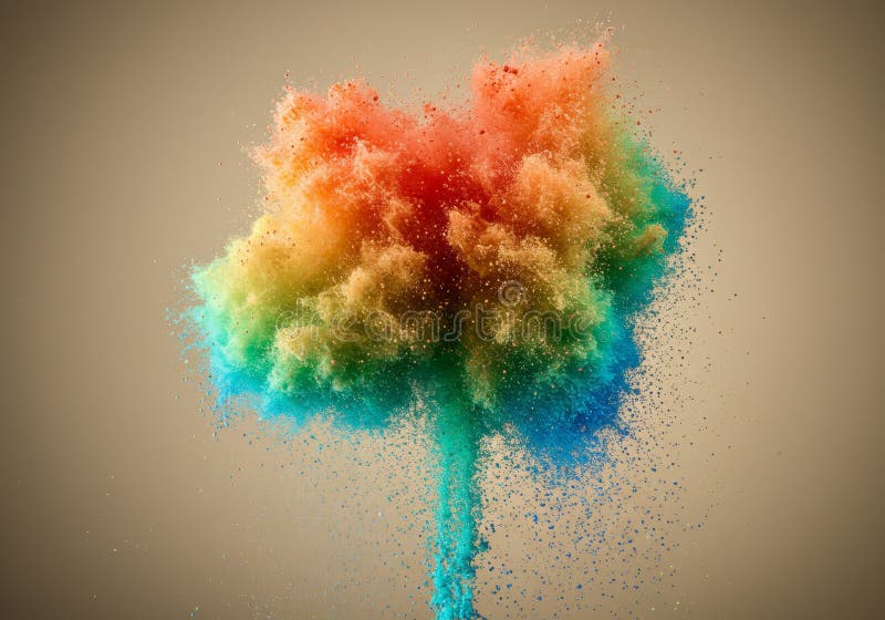 Rainbow Color Powder Explosion on Beige Background Stock Illustration ...