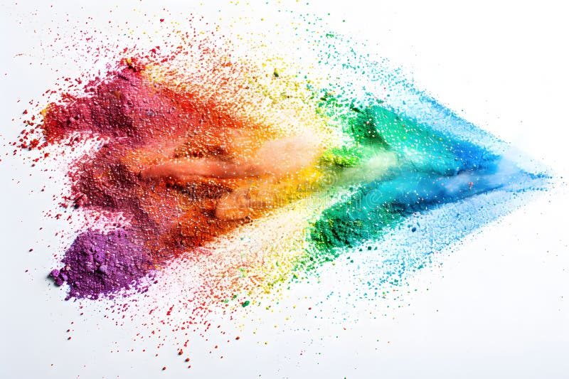 Rainbow Color Powder on White Background, Top View Stock Illustration ...