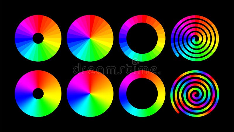 Rainbow Color Ring Set. Vector RGB Color Wheel. Stock Vector ...