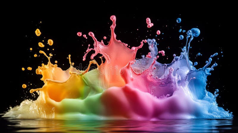 Rainbow Color Splash on Black Background Stock Illustration ...