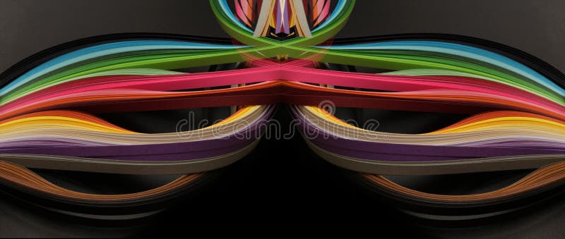 Rainbow Color Strip Wave Paper. Abstract Texture Black Background Stock ...