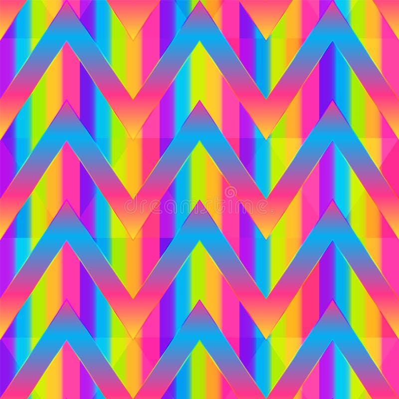 Rainbow Color Zigzag Seamless Pattern Stock Vector - Illustration of seamless, mosaic: 207948503