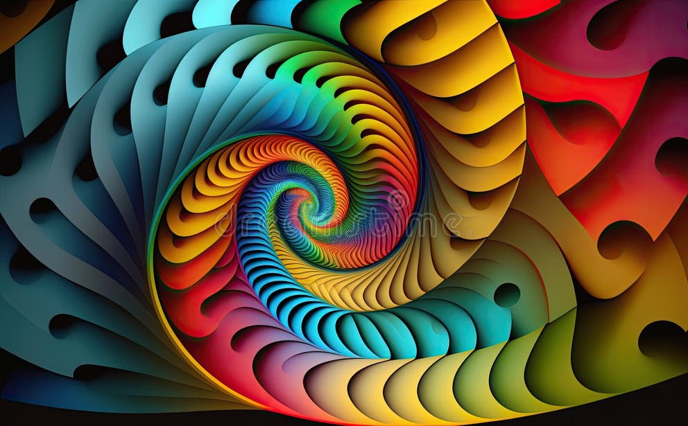 Rainbow Colored Abstract Recursive Spiral Texture Pattern, Wallpaper or ...