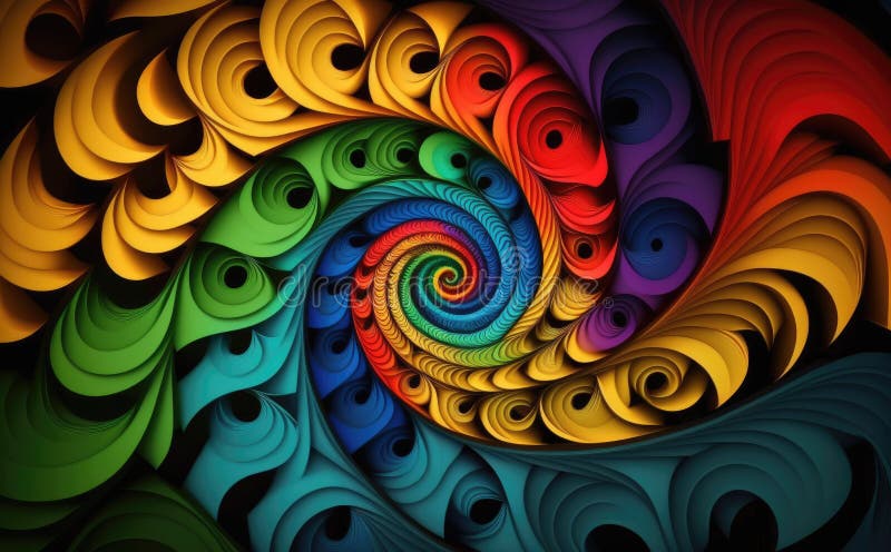Rainbow Colored Abstract Recursive Spiral Texture Pattern, Wallpaper or ...