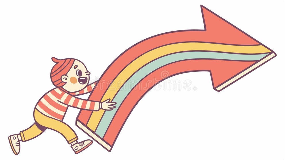 Rainbow Colored Arrow Curving Upwards, Symbolizing Progress and ...