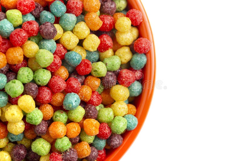 Rainbow Colored Ball Fruit Flavored Breakfast Cereal Isolated on a ...