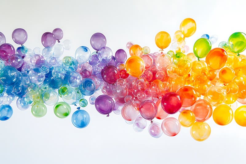 Rainbow Colored Balloons Floating, Abstract Art Stock Illustration ...