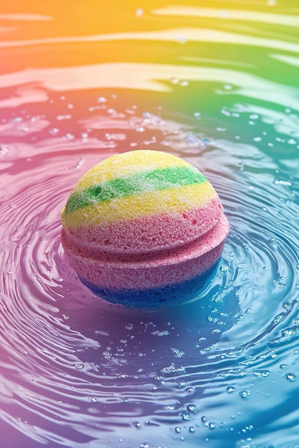 Swirling Colors of a Vibrant Bath Bomb Dissolving in Water Create a ...