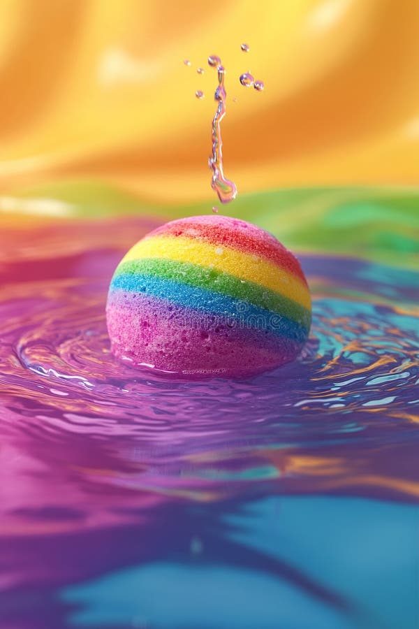 Colorful Bath Bomb Dissolving in Water Creates Vibrant Patterns and ...