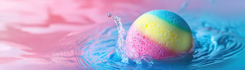 Vibrant Rainbow Bath Bomb Dissolving in Water Creating Swirling ...