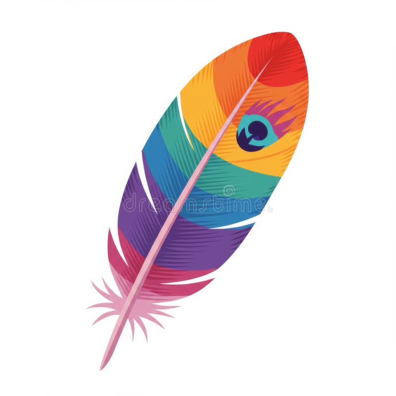 Rainbow Colored Bird Feather Illustration Stock Illustration ...