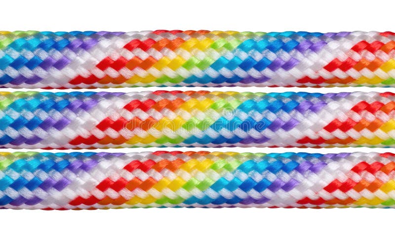 Rainbow Colored Braided Cords Isolated on White Stock Photo - Image of ...