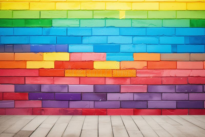 Rainbow Colored Brick Wall Background Stock Illustration - Illustration ...