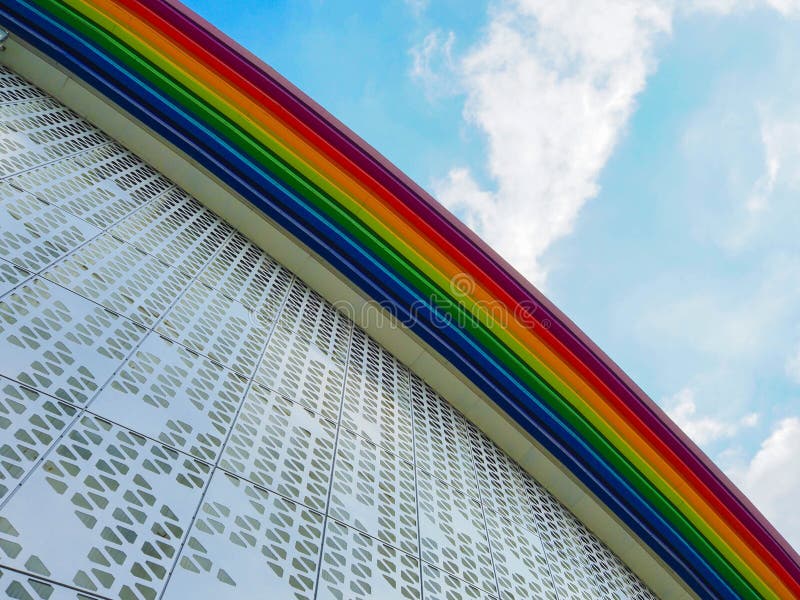 Rainbow colored building stock image. Image of beautiful - 148200691