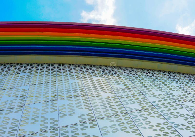 Rainbow colored building stock image. Image of beautiful - 148200691