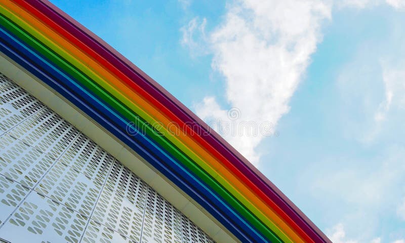Rainbow colored building stock photo. Image of beautiful - 148082042