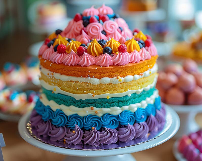 A Rainbow-colored Cake at a Pride Event Close-up Stock Photo - Image of ...