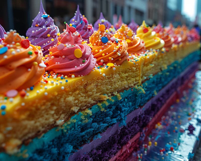 A Rainbow-colored Cake at a Pride Event Close-up Stock Photo - Image of ...