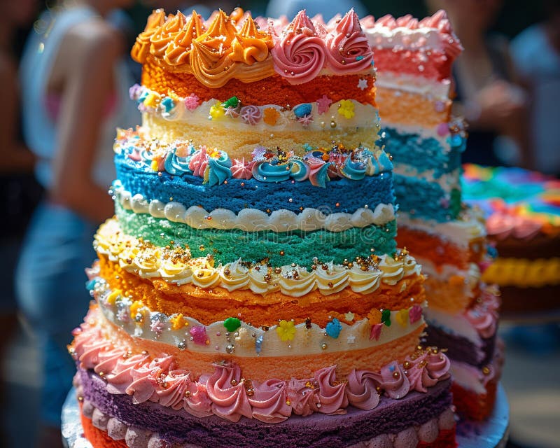 A Rainbow-colored Cake at a Pride Event Close-up Stock Image - Image of ...