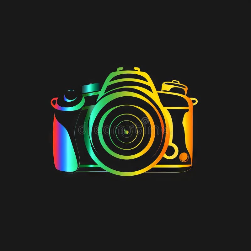 A Rainbow-colored Camera Silhouette Against a Black Background. Stock ...