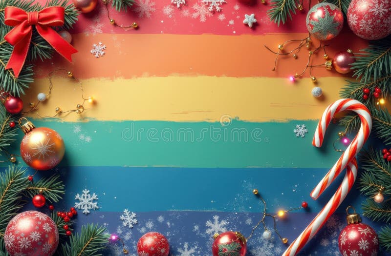 A Rainbow Colored Christmas Wallpaper at 30-10-2024 Stock Illustration ...