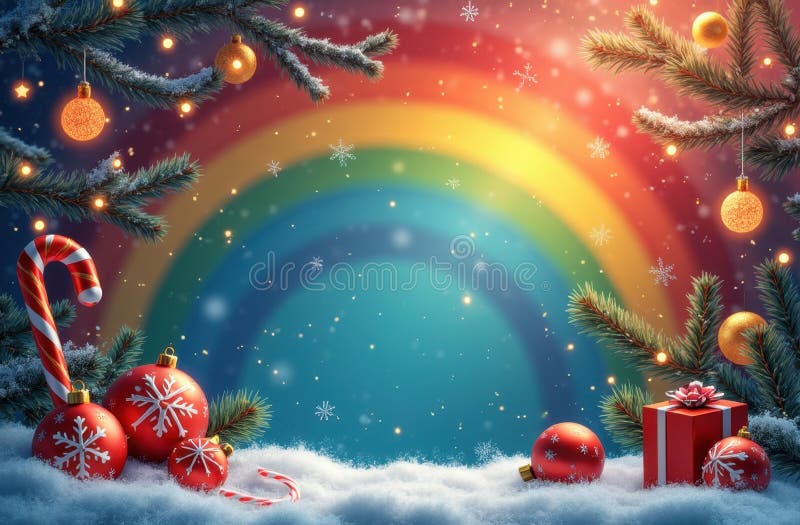 A Rainbow Colored Christmas Wallpaper at 30-10-2024 Stock Illustration ...
