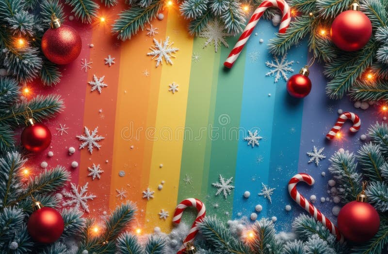 A Rainbow Colored Christmas Wallpaper at 30-10-2024 Stock Illustration ...