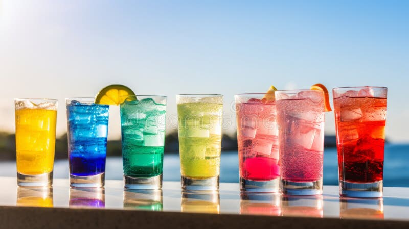 Rainbow-colored Cocktails at a Summer Party Stock Illustration ...