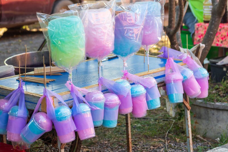 Rainbow Colored Cotton Candy Shop in Event of Thailand Stock Photo ...