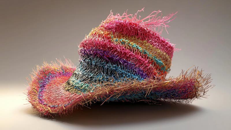 A Rainbow Colored Cowboy Hat with a Fuzzy Texture Stock Illustration ...