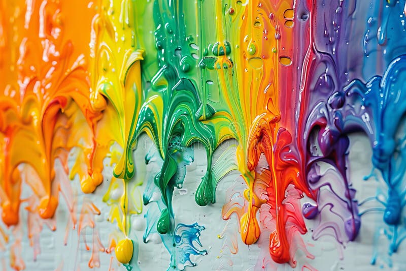 Rainbow-colored Crayon Wax Transparently Melting and Blending on a ...