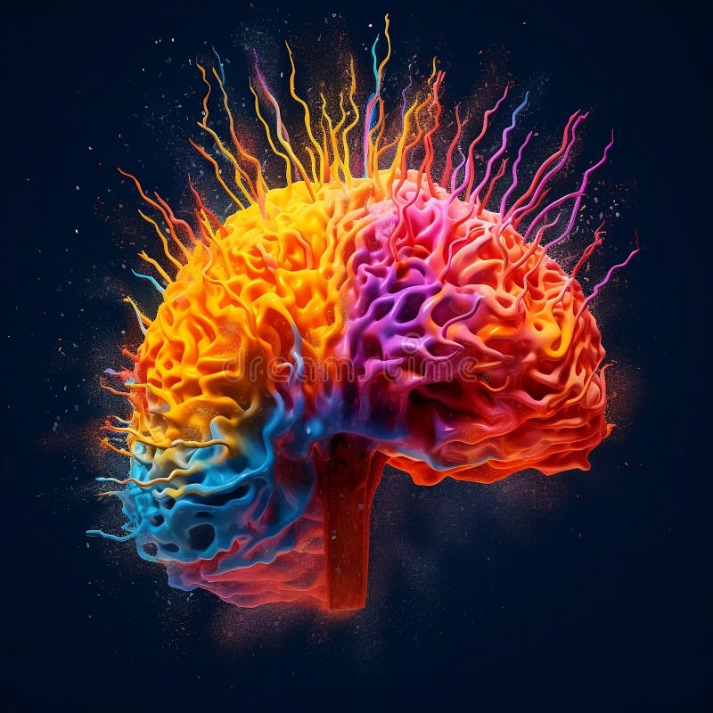 Rainbow-colored Creative Brain Explodes with Knowledge and Ideas on the ...