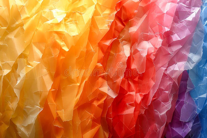 Rainbow Colored Crumpled Tissue Paper Creating Textured Background ...