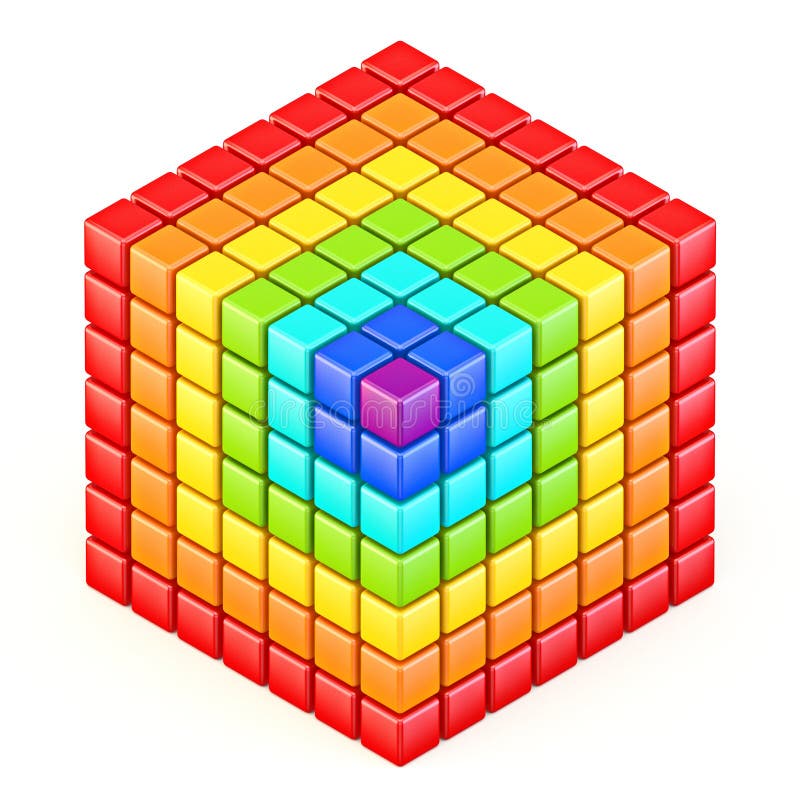 3D cube in rainbow colors stock illustration. Illustration of advertise ...