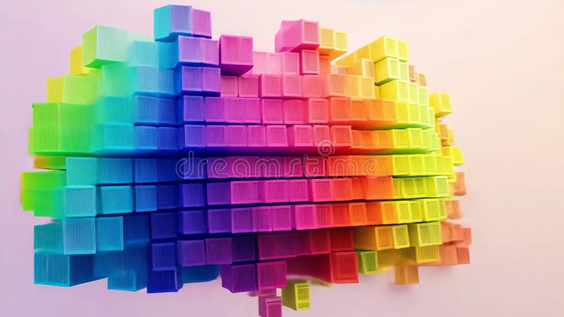 Rainbow Colored Cubes Creating Abstract Shapes Stock Video - Video of ...