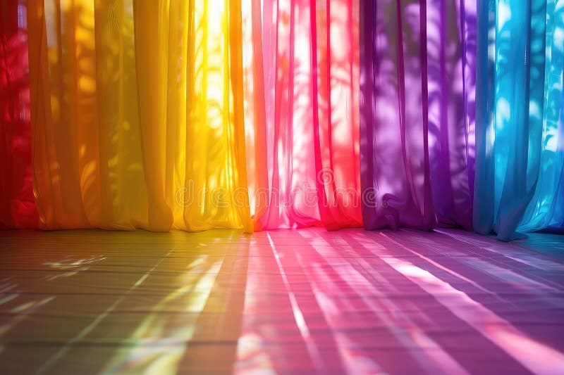 The Rainbow-colored Curtains are Made of a Thin, Silky Material and are ...