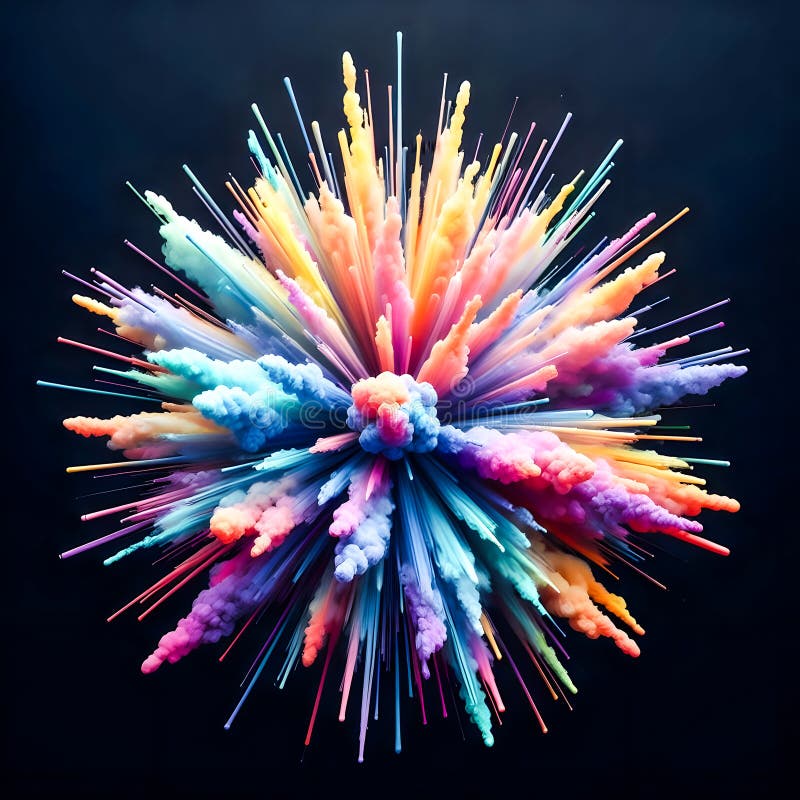 Rainbow Colored 3D Explosion Smoke on Black Background Stock ...