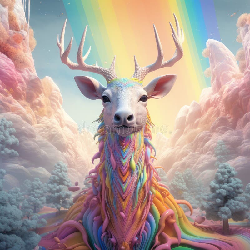A Rainbow Colored Deer with Antlers Stock Photo - Image of spirit, horn ...