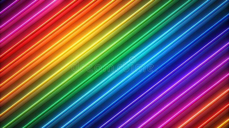 Rainbow Colored Diagonal Lines Neon Light Abstract Minimalistic ...
