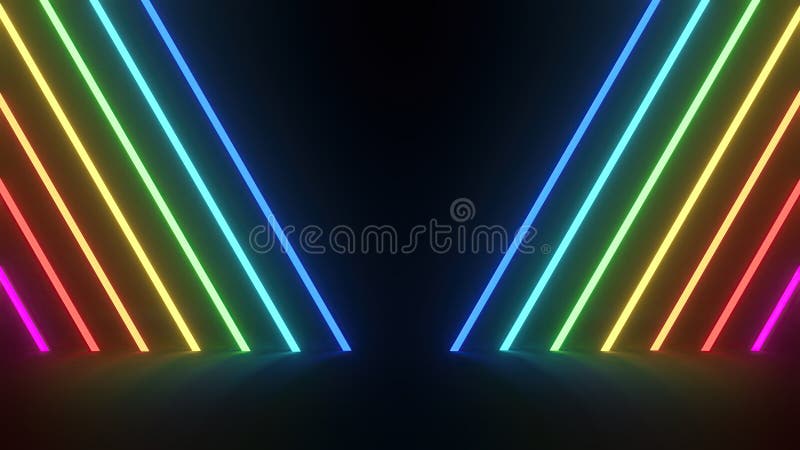Rainbow -colored Diagonal Neon Sign Abstract, Dramatic, Modern and High ...