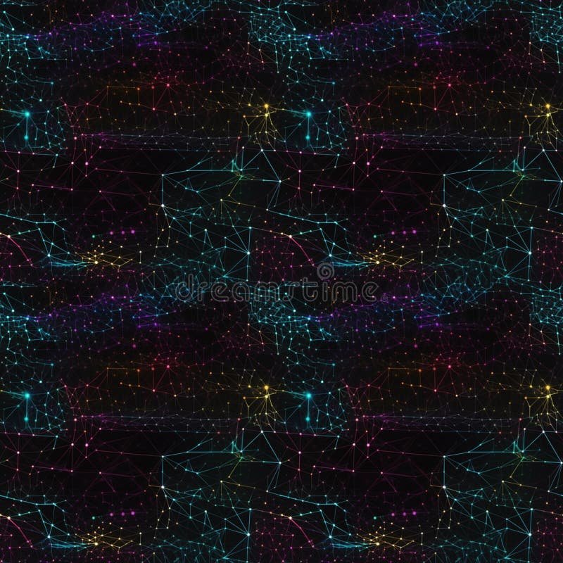 Rainbow Colored Digital Data Background with Social Network Connection ...