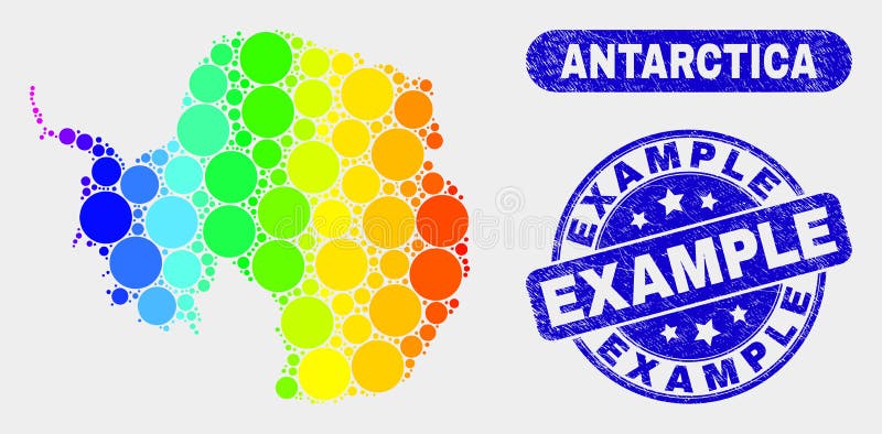 Colored Mosaic Antarctica Continent Map and Distress Example Stamp Seal ...