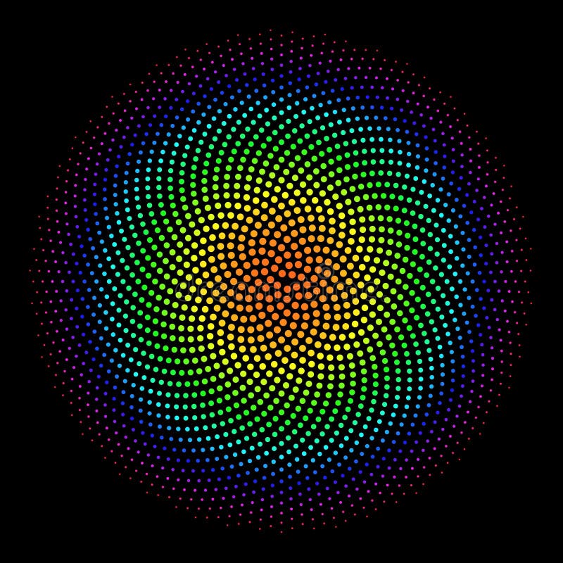 Rainbow Colored Dots in Circular Phyllotaxis Shape. Abstract Geometric ...