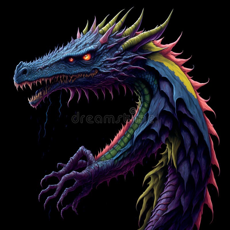 A Rainbow-colored Dragon Mutant with Its Tiny Arms Stock Illustration ...